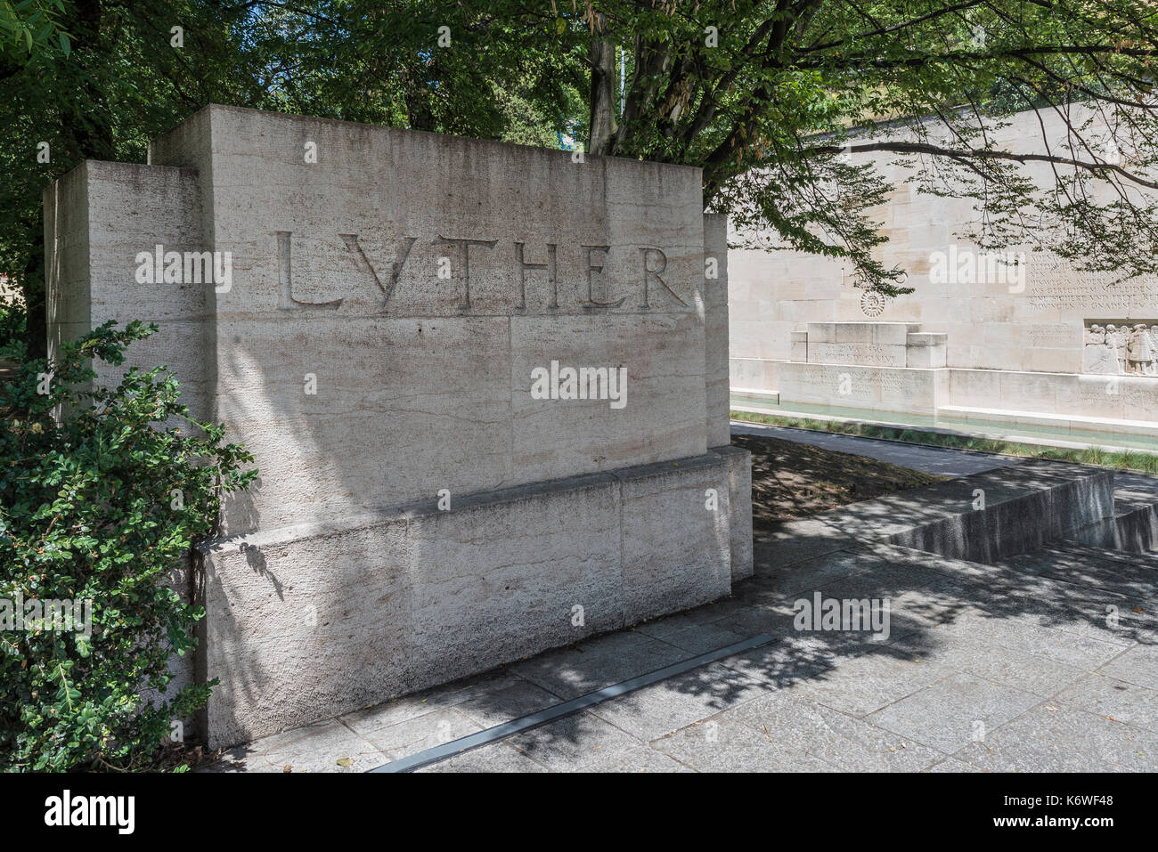 Granite slab with inscription LUTHER, detail at the International ...