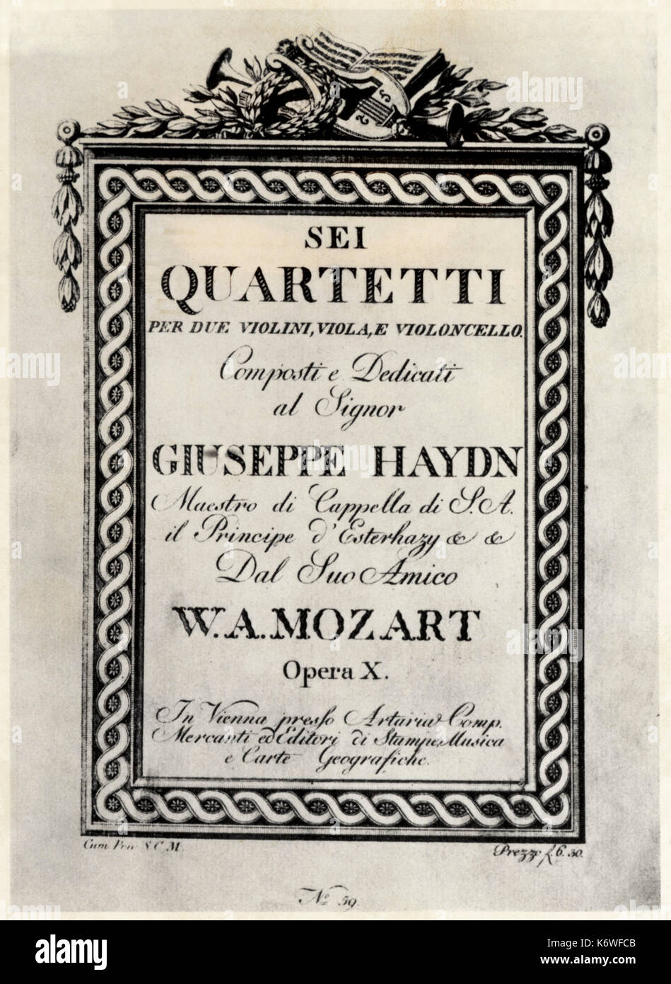 MOZART - 'Haydn' Quartets (Op10) Cover of score for Mozarts 'Haydn ...