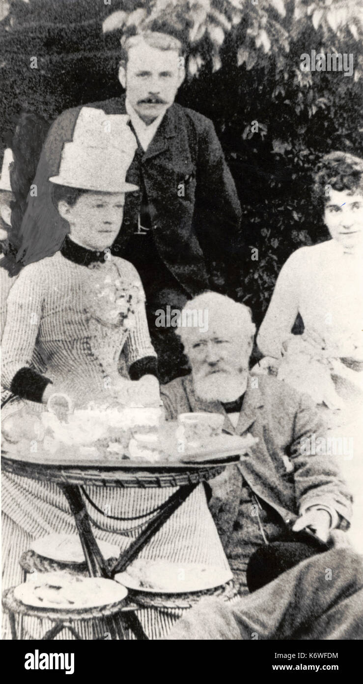 Edward ELGAR as a young man at a tea party, 1889 with the unknown woman ...