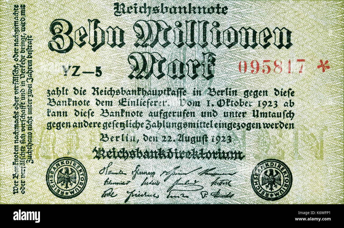 BERLIN - WEIMAR PERIOD - Chronic Deflation 10,000,000 Mark note ...