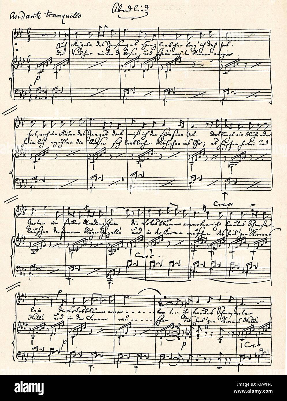 MENDELSSOHN's handwritten score of "Auf Flügeln des Gesanges" (On Wings ...
