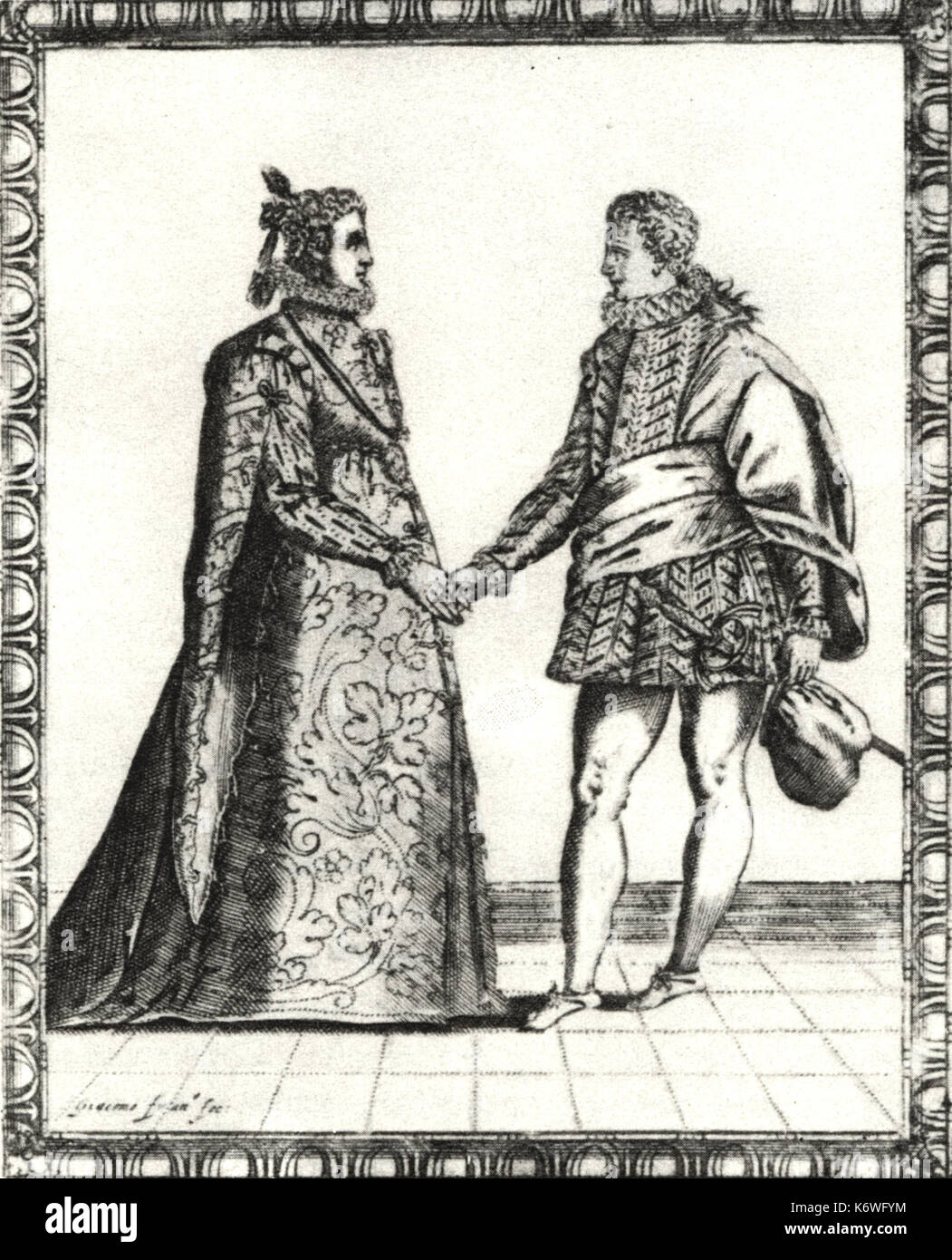 16th century engraving by Giacomo Franco, showing couple dancing the ...