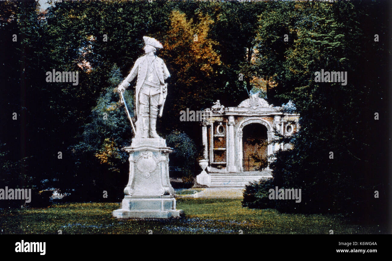 Frederick the Great statue at Sanssouci (Potsdam) statue is outside ...