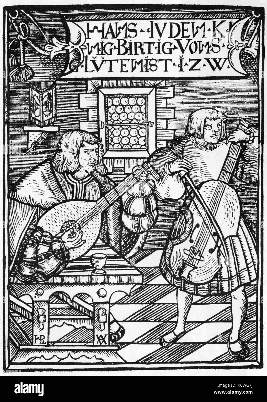 Lutenist & Viol player in consort Titlepage of 'Der Schüler spielt eine ...