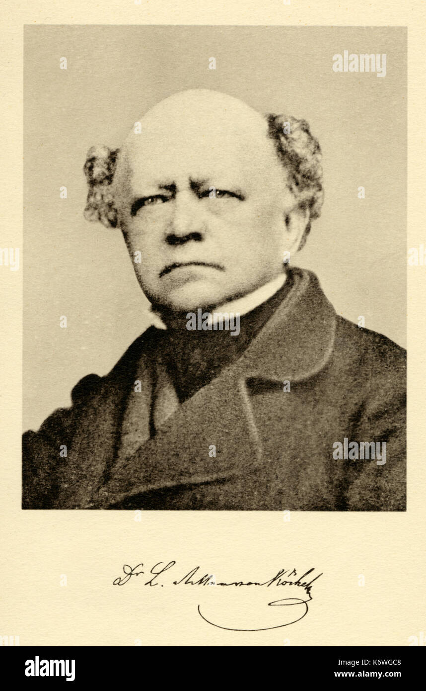 KÖCHEL, Ludwig Ritter von - portrait with signature. Wolfgang Amadeus ...