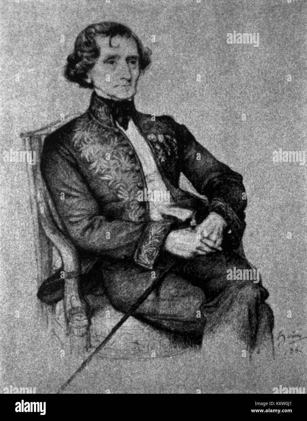 Hector Berlioz - portrait of the French composer in academic dress by ...