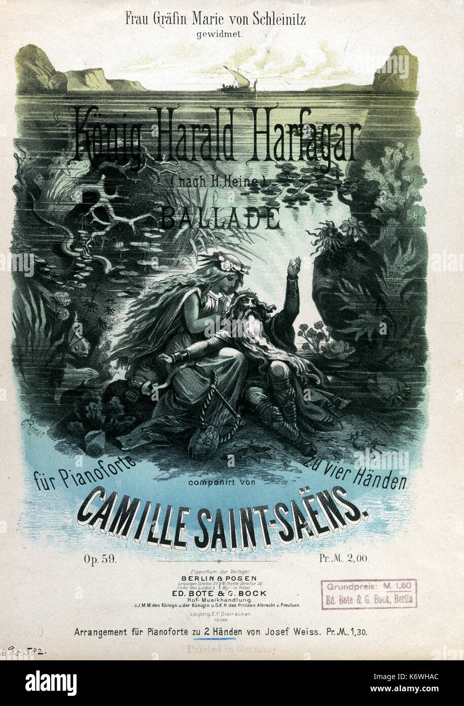 Camille SAINT-SAENS - Konig Harald Harfagar. Cover of score of piano ...