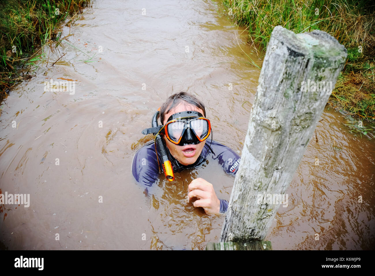 World Bog Snorkelling Championships Wales a cold exhausted competitor ...