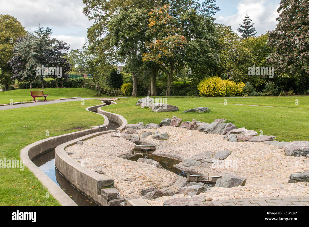 Swadlincote Park Derbyshire water and stone feature. water chanel, rock ...