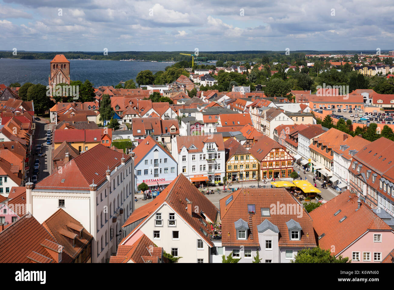 New market, city view, Waren, Müritz, Mecklenburg Lake District ...