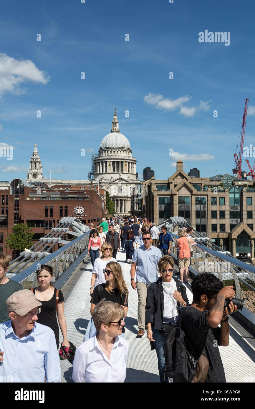People on Millennium Bridge, London, UK Stock Photo - Alamy