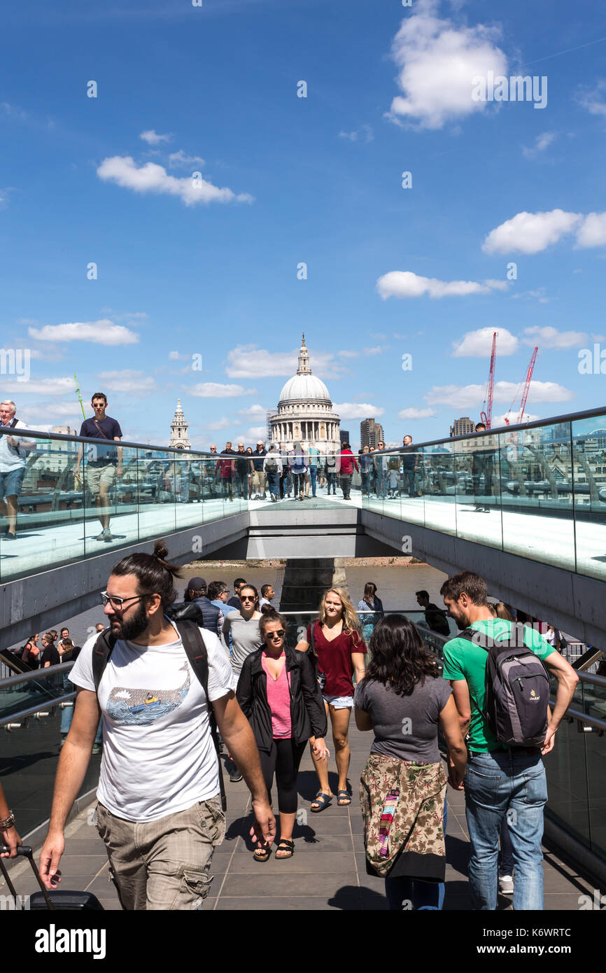 People on Millennium Bridge, London, UK Stock Photo - Alamy