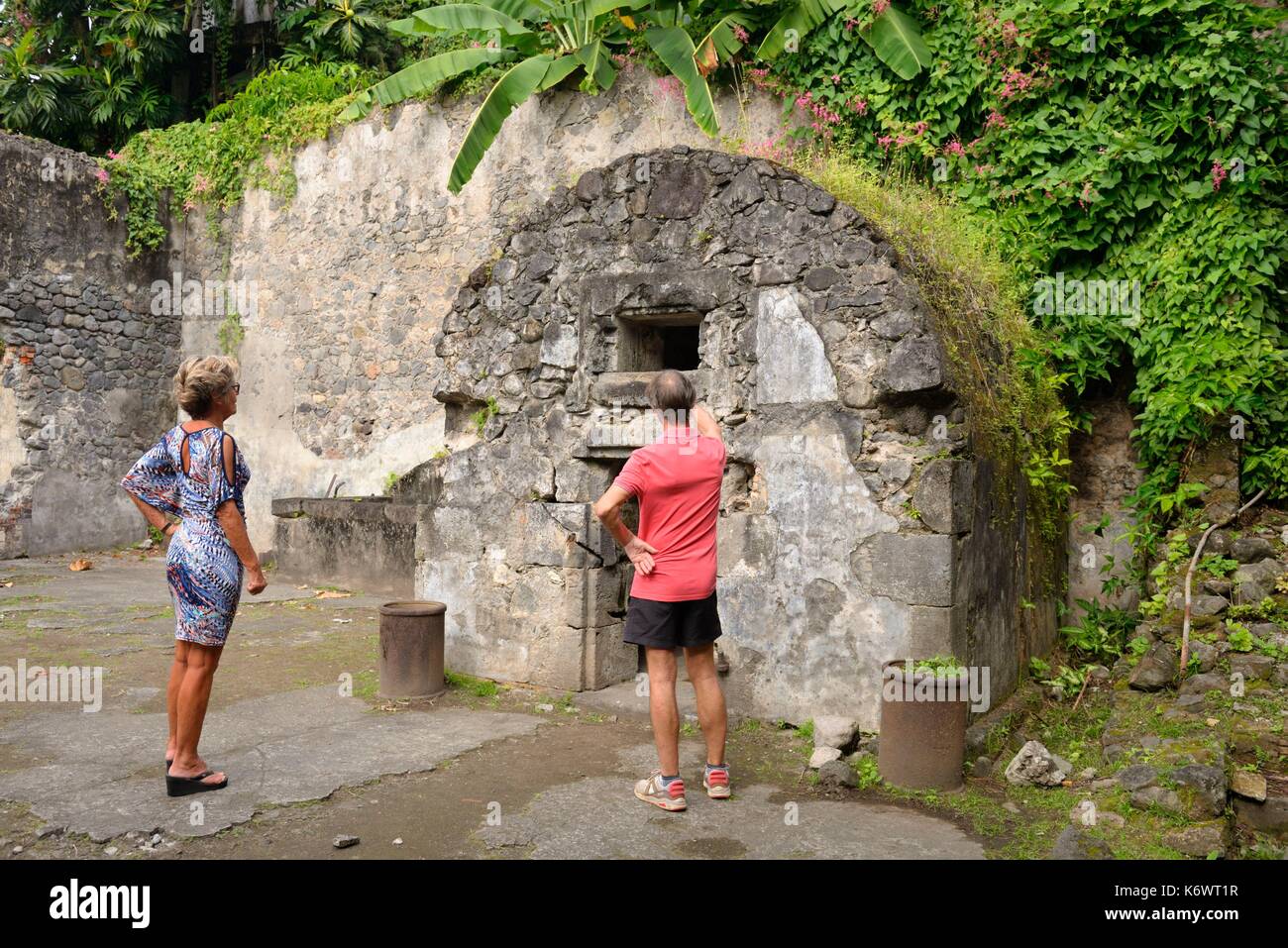 France, Martinique (French West Indies), Saint Pierre, couple looking ...