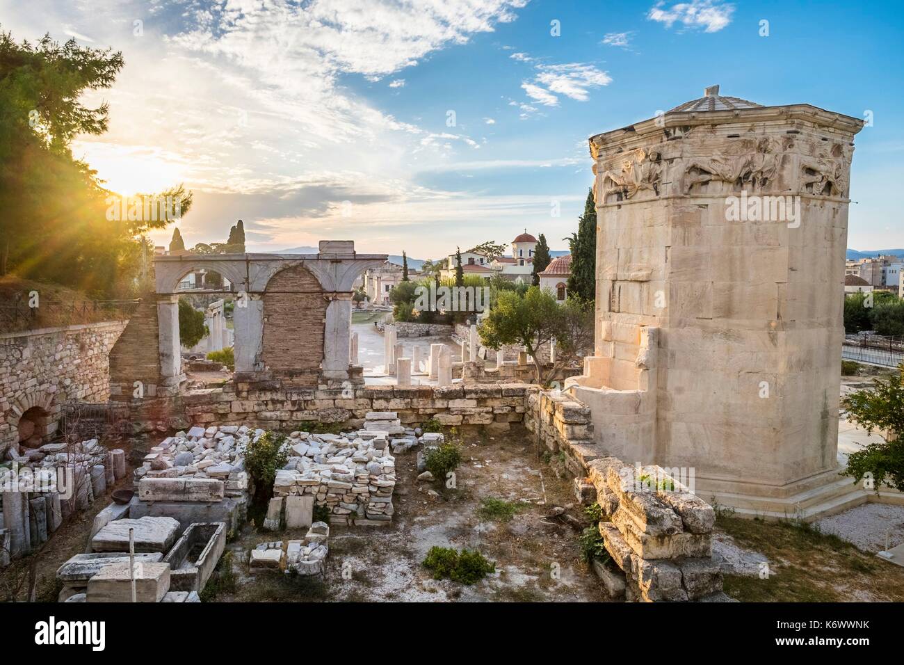 Greece, Athens, Plaka district, roman Agora, the Tower of the Winds ...