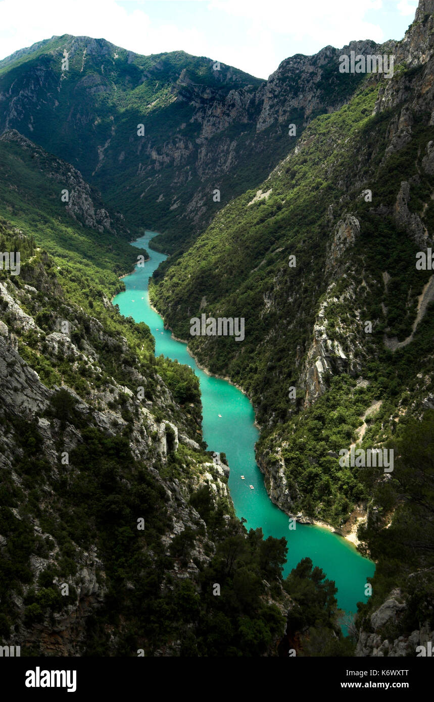 View of valley and river of Gorges du Verdon, Provence, Europes largest ...