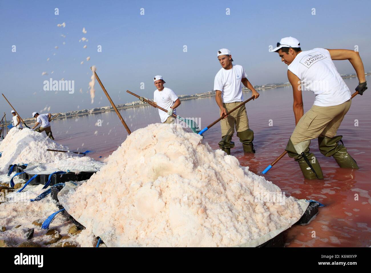 France, Gard, Aigues Mortes, the Salins du Midi - the saltmakers ...
