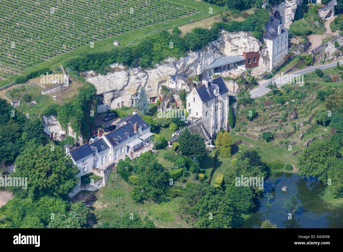 France, Maine et Loire, Turquant, caves (aerial view Stock Photo - Alamy