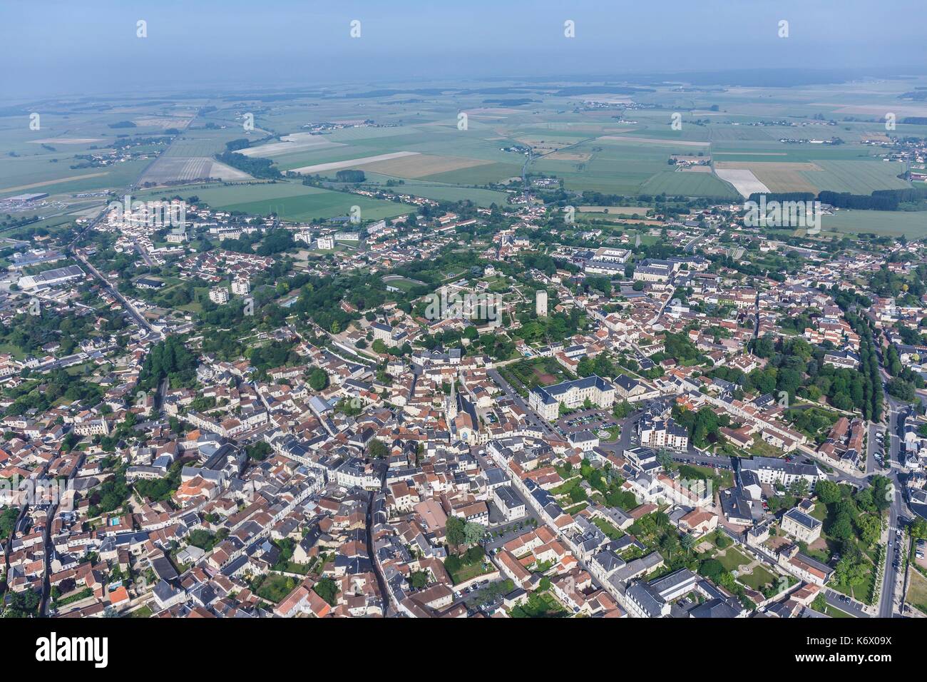 France, Vienne, Loudun, the town (aerial view Stock Photo - Alamy
