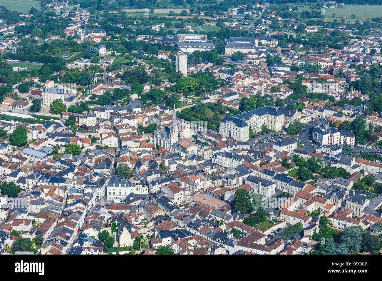 France, Vienne, Loudun, the town (aerial view Stock Photo - Alamy