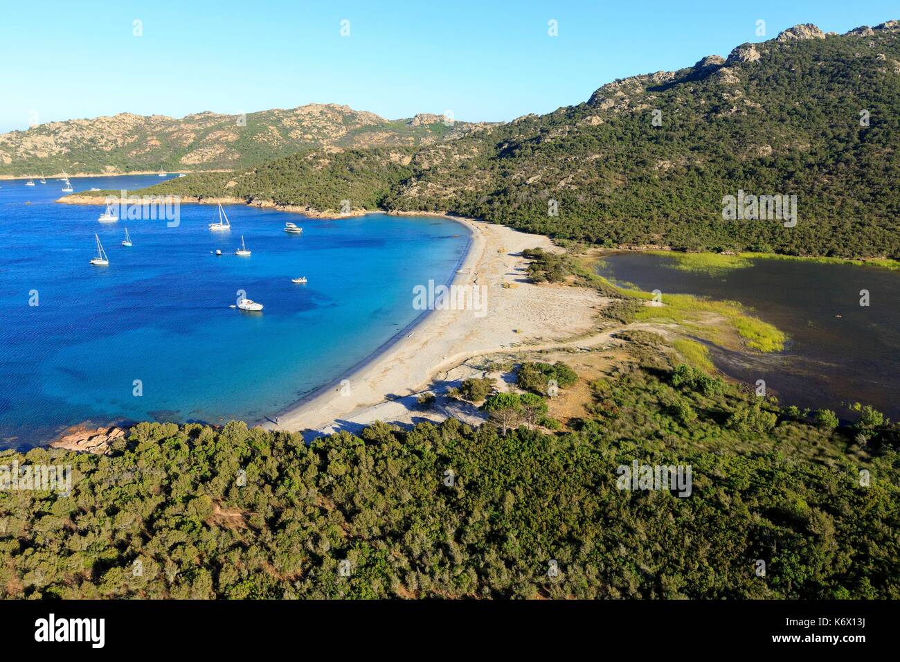 France, Corse du Sud, Freto, Gulf of Santa Manza, Bonifacio, beach and ...