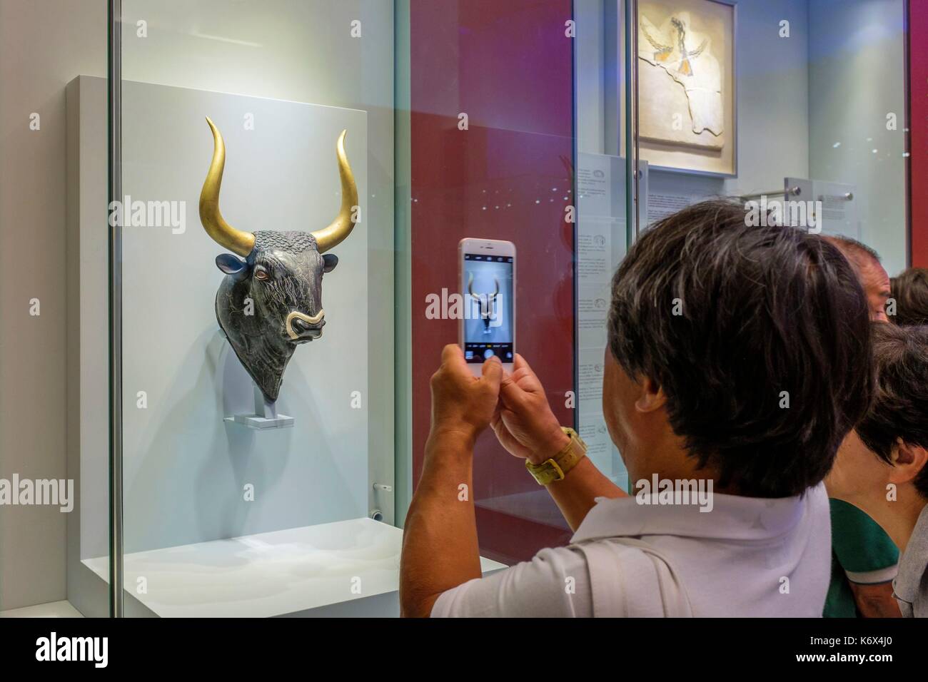 Greece, Crete, Heraklion, Heraklion Archeological Museum, bull-head ...