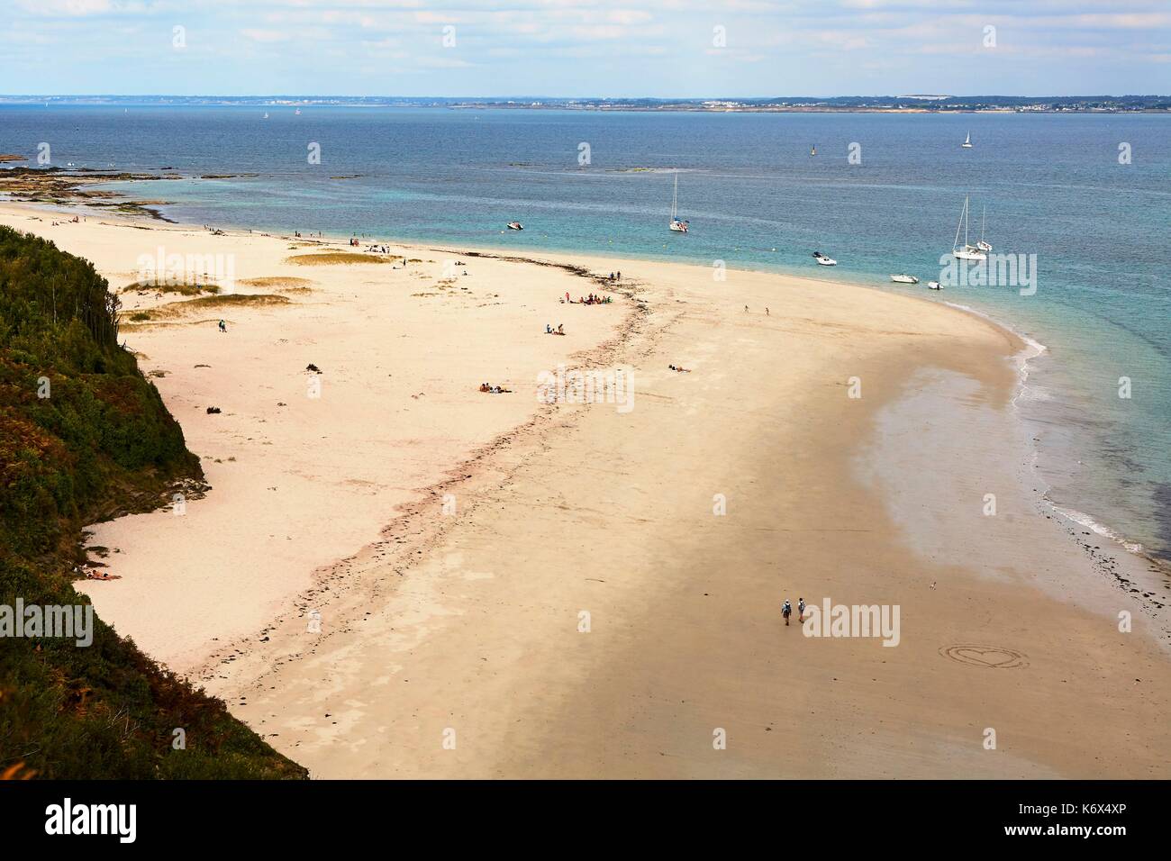 France, Morbihan, Groix Island, Convex Beach Les Grands Sables Stock ...