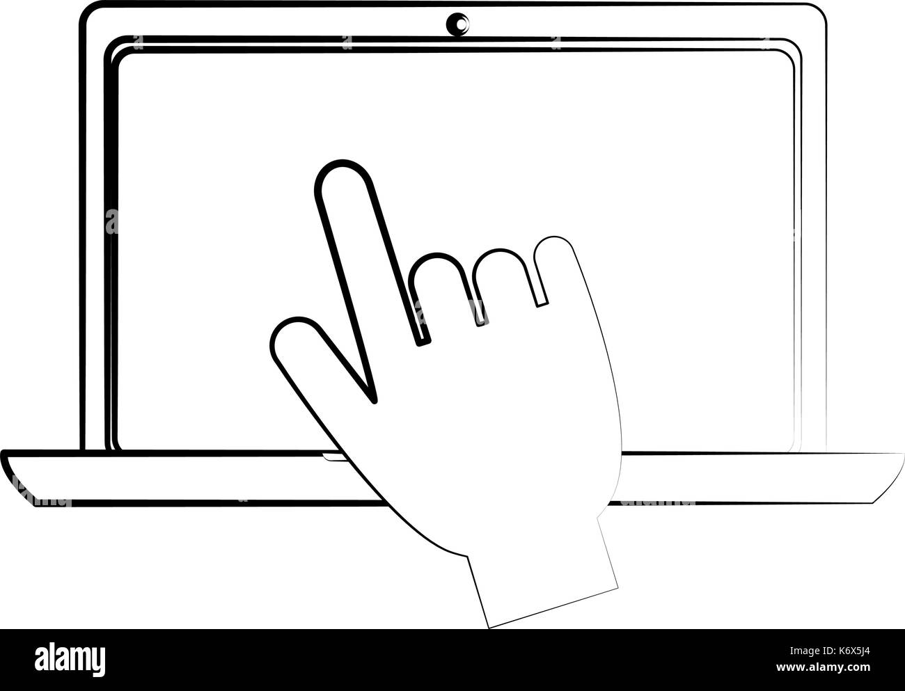 big hand cursor laptop computer frontview icon image Stock Vector Image ...