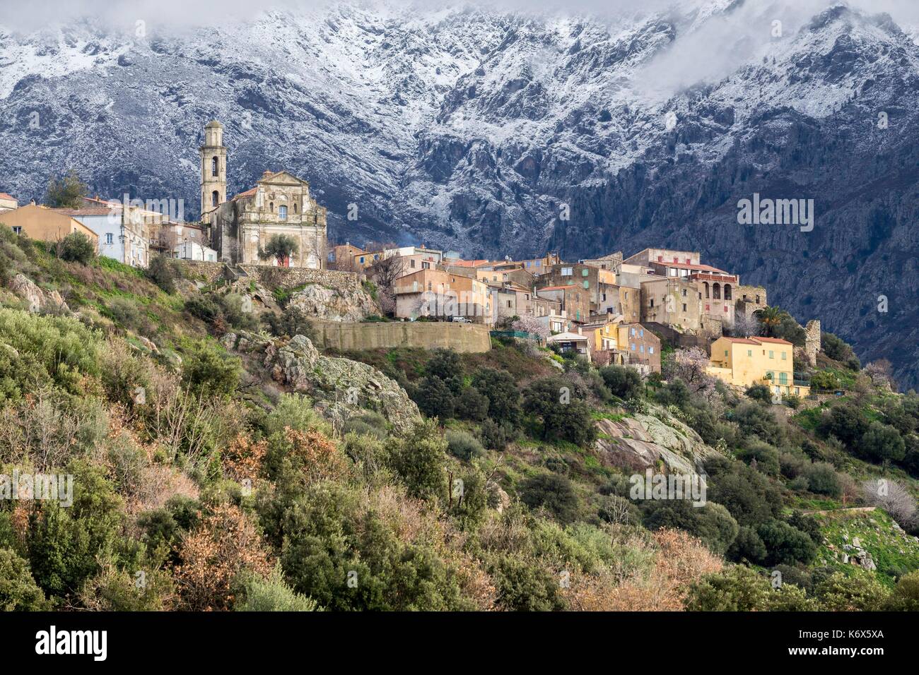 France, Haute Corse, Balagne, Montegrosso, village of Montemaggiore, in ...