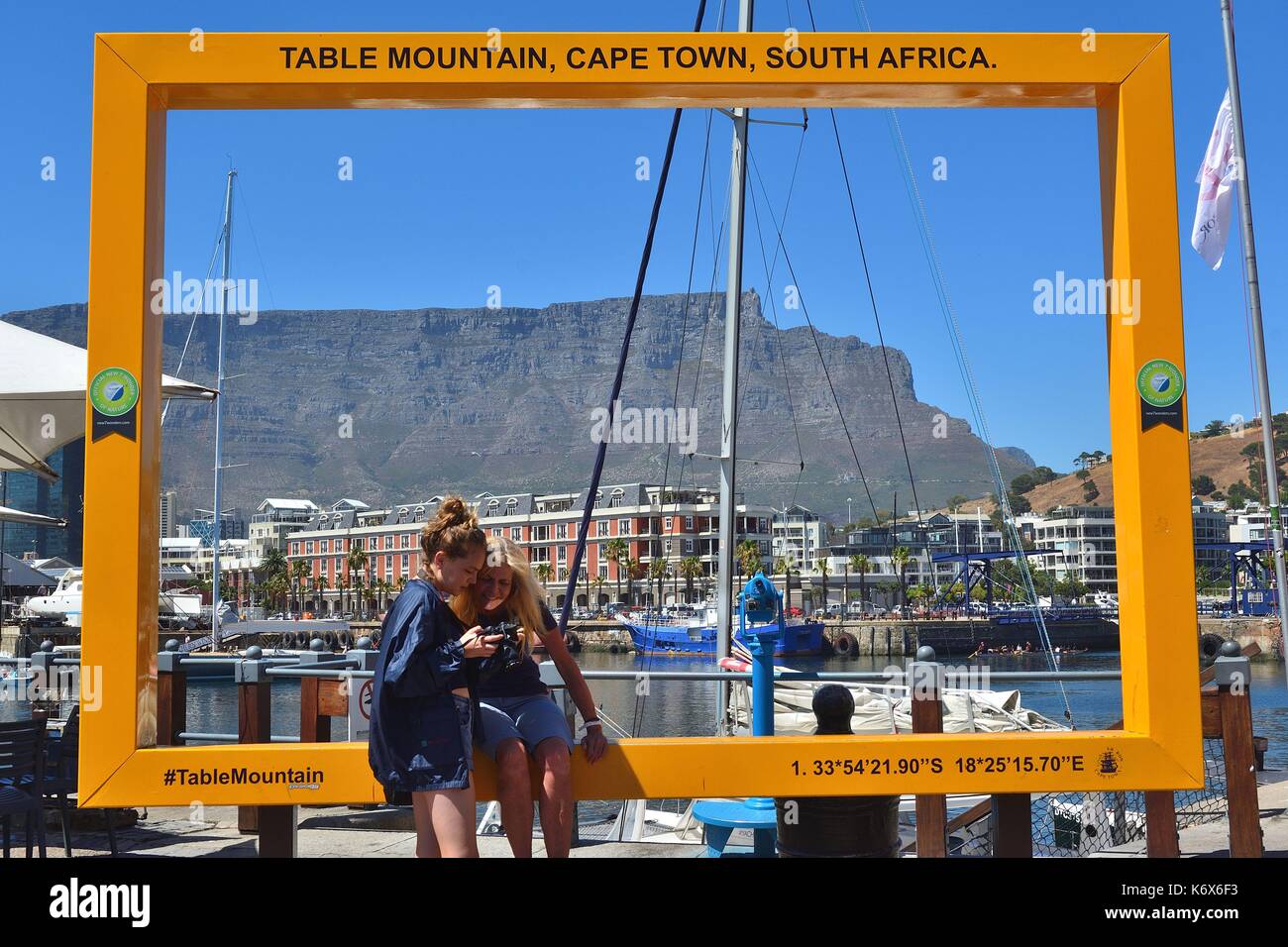 South Africa, Western Cape, Cape Town, V&A Waterfront, metallic frame ...