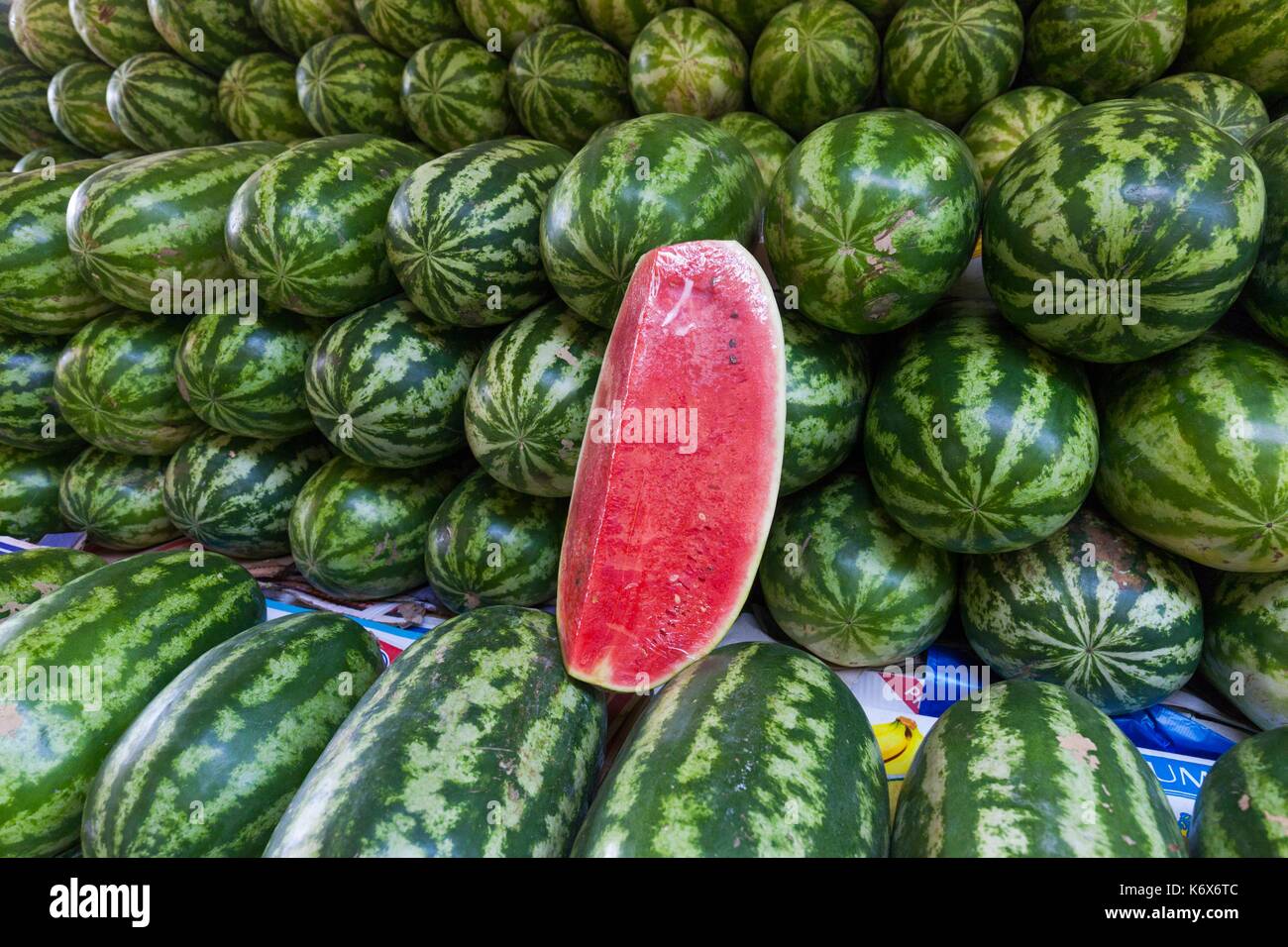 United Arab Emirates, Dubai, Deira, Dubai Produce Market, watermelons ...