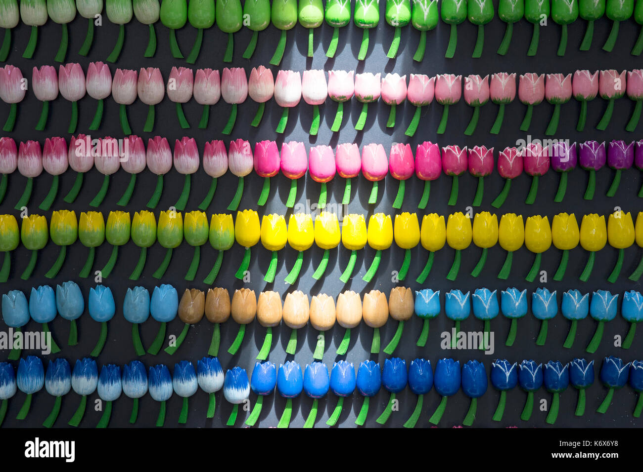 Wooden tulip display in Amsterdam flower market Stock Photo - Alamy