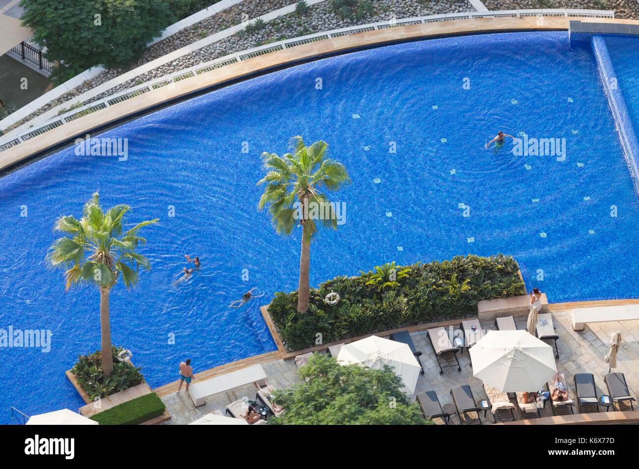 United Arab Emirates, Dubai, Downtown Dubai, swimming pool, elevated ...