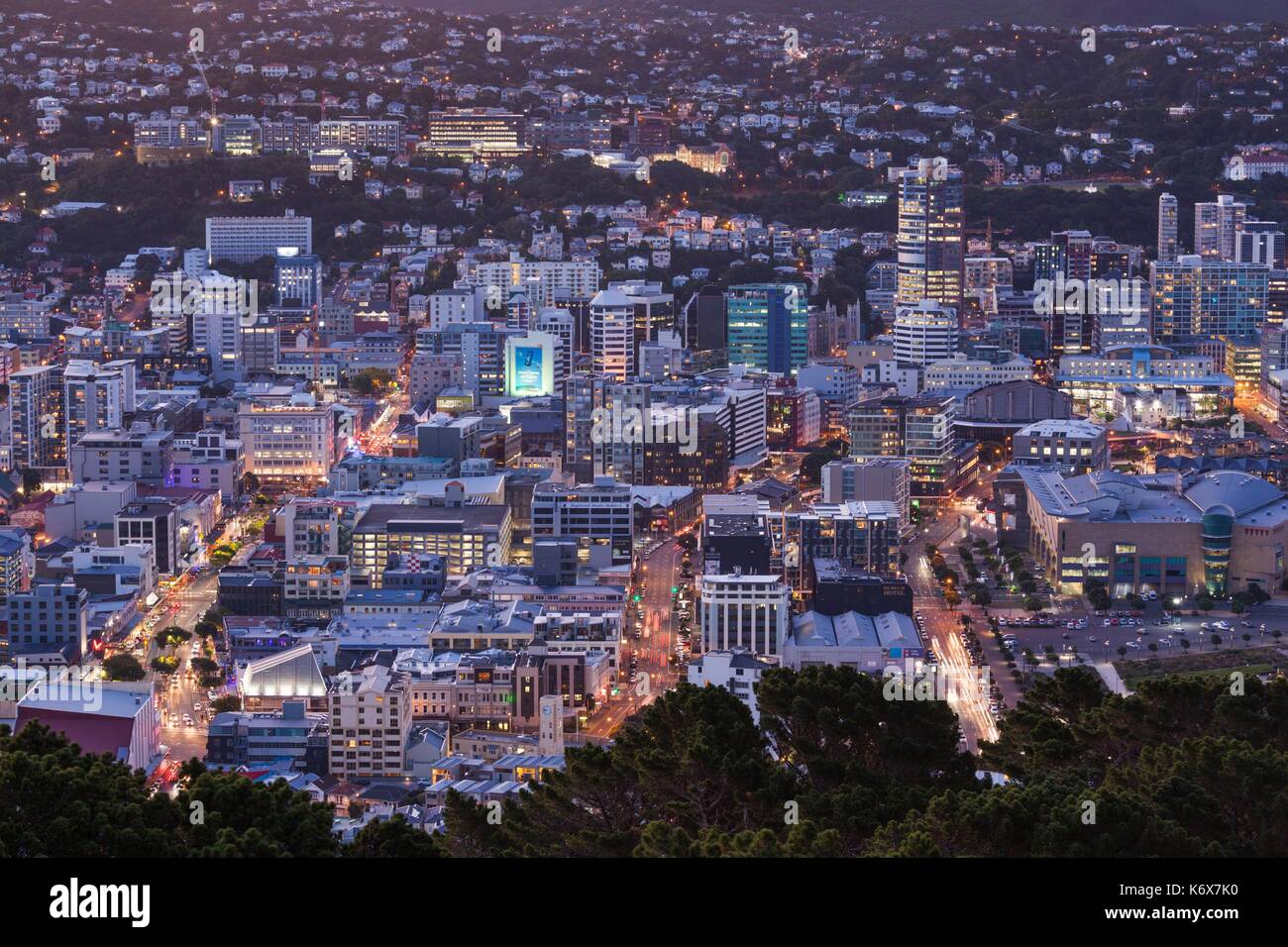 New Zealand, North Island, Wellington, elevated city skyline from Mt ...