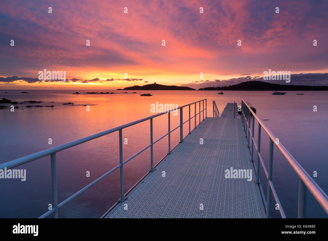 France, Corse du Sud, Zonza, pontoon on Pinarello beach Stock Photo - Alamy
