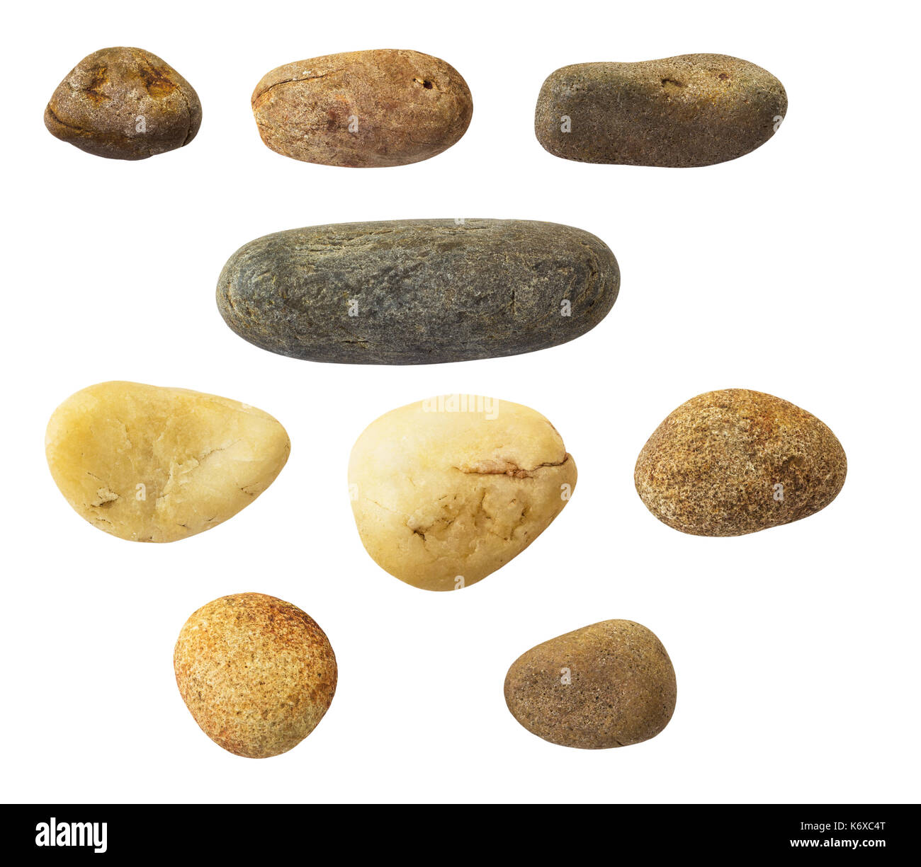Different pebbles isolated on white background (clipping path included ...