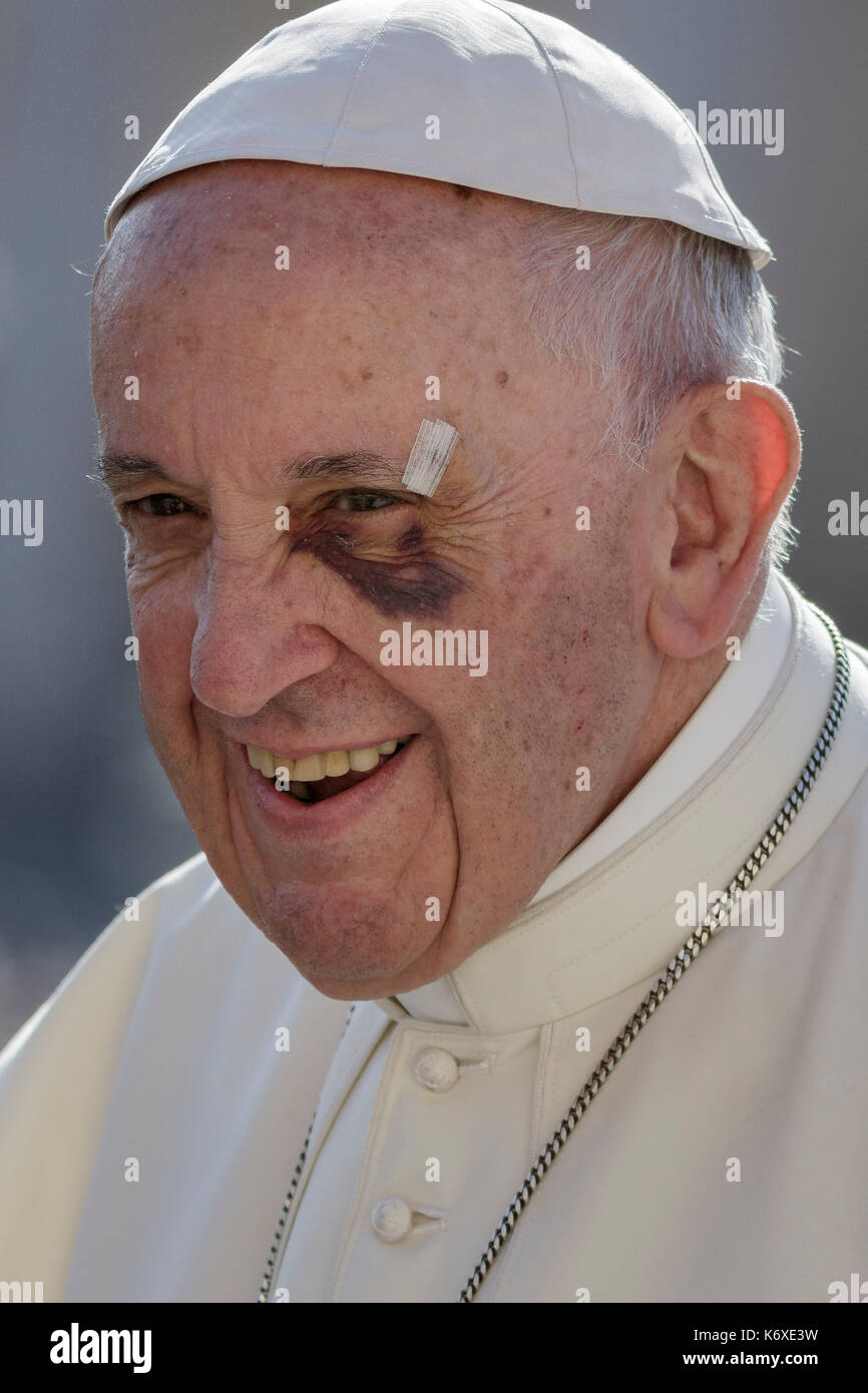 Vatican City, Vatican. 13th Sep, 2017. Pope Francis arrives to ...