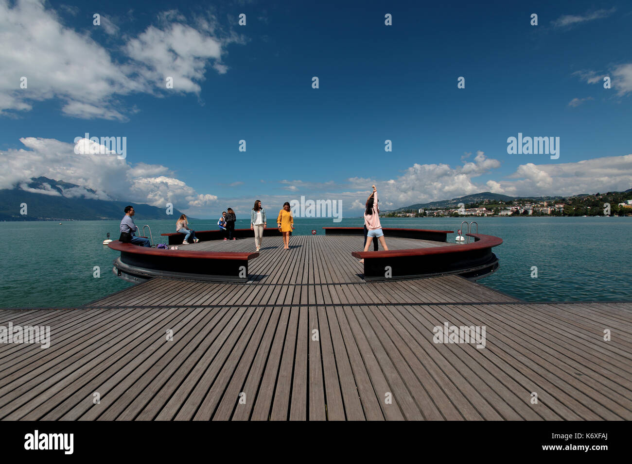 This Platform Sur Mer on Lake Geneva in Switzerland is in the town of ...