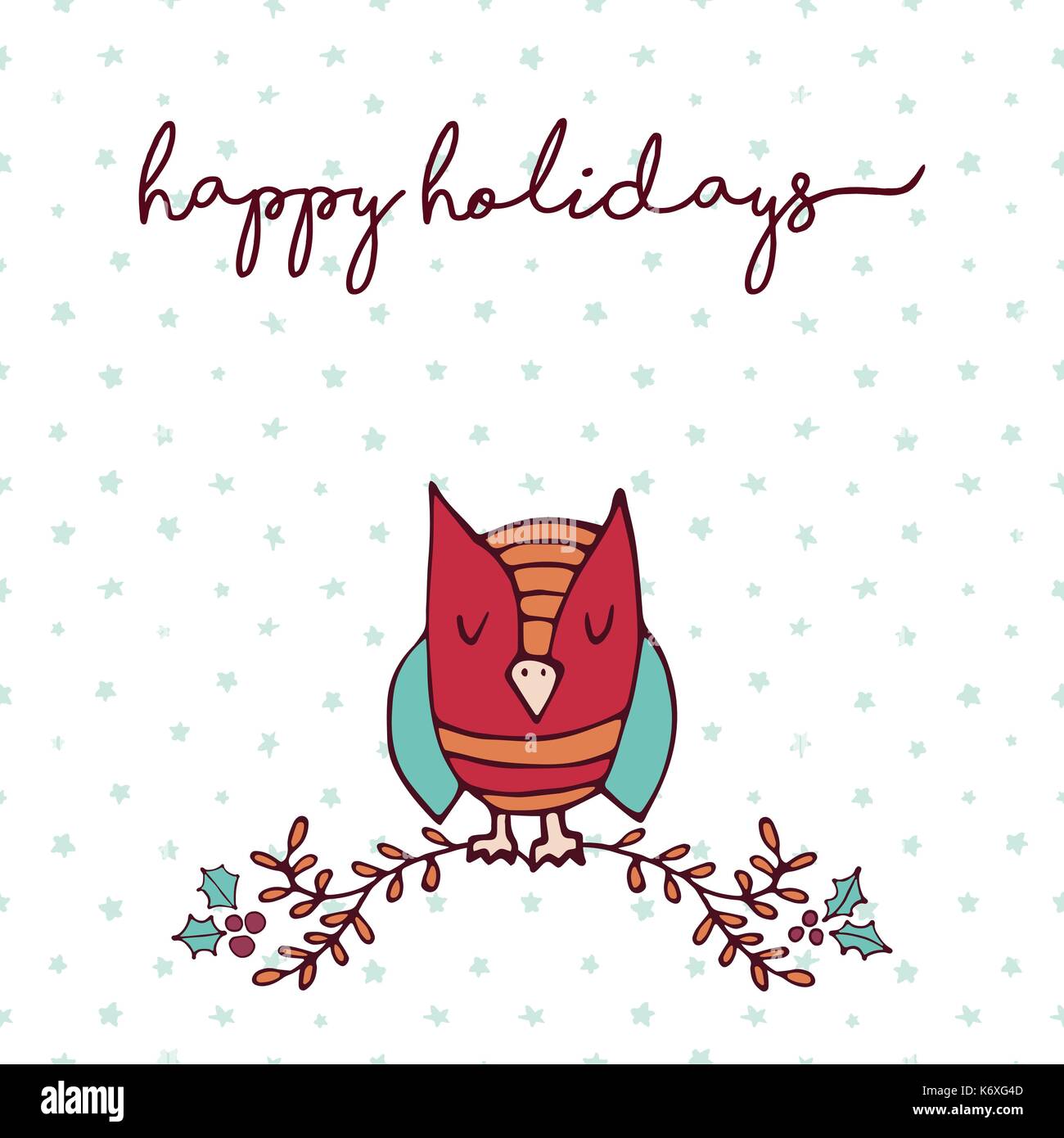 Cute owl holiday card Stock Vector Images - Alamy