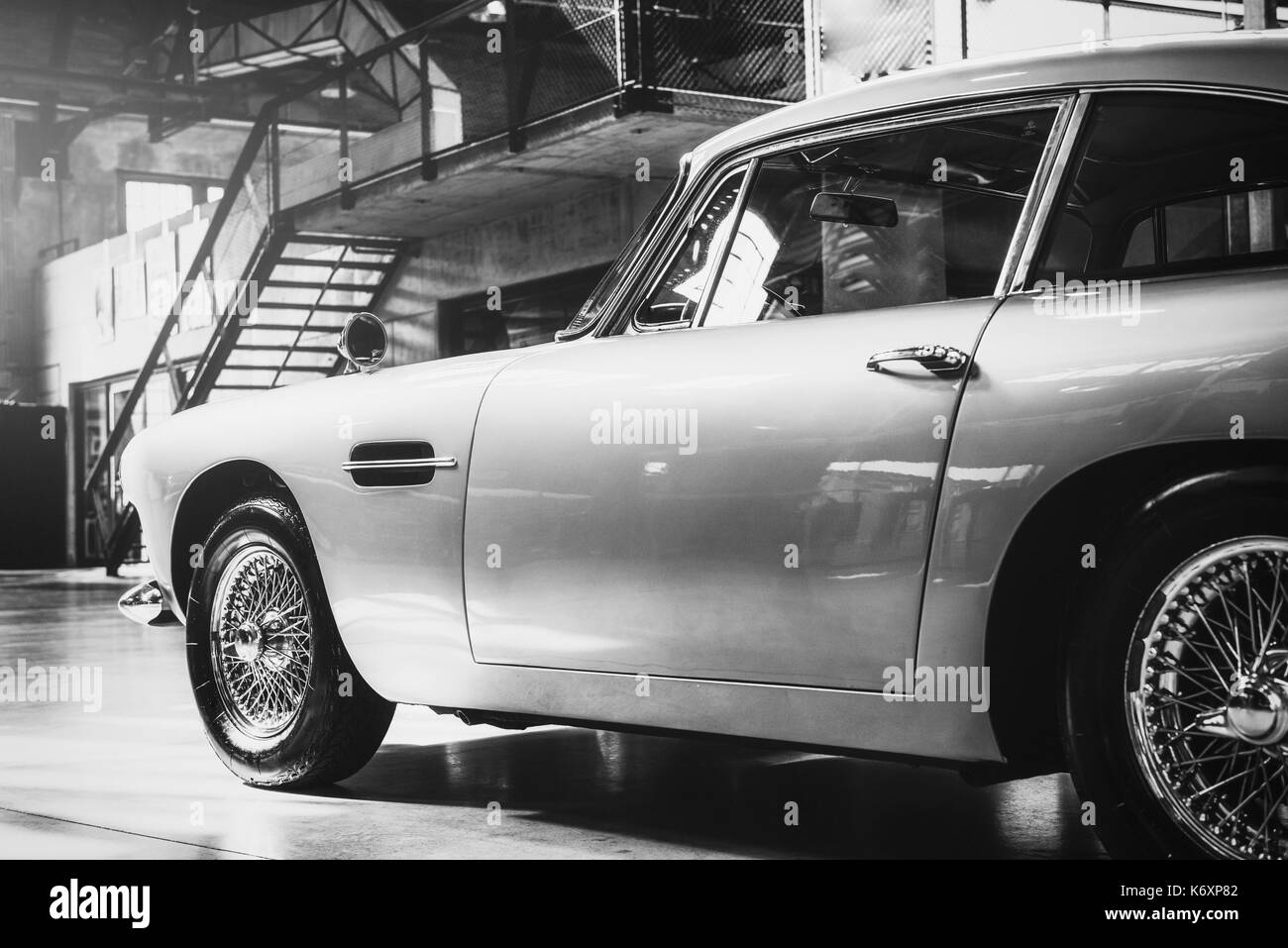 Beautiful retro silver car at the show Some car Stock Photo - Alamy