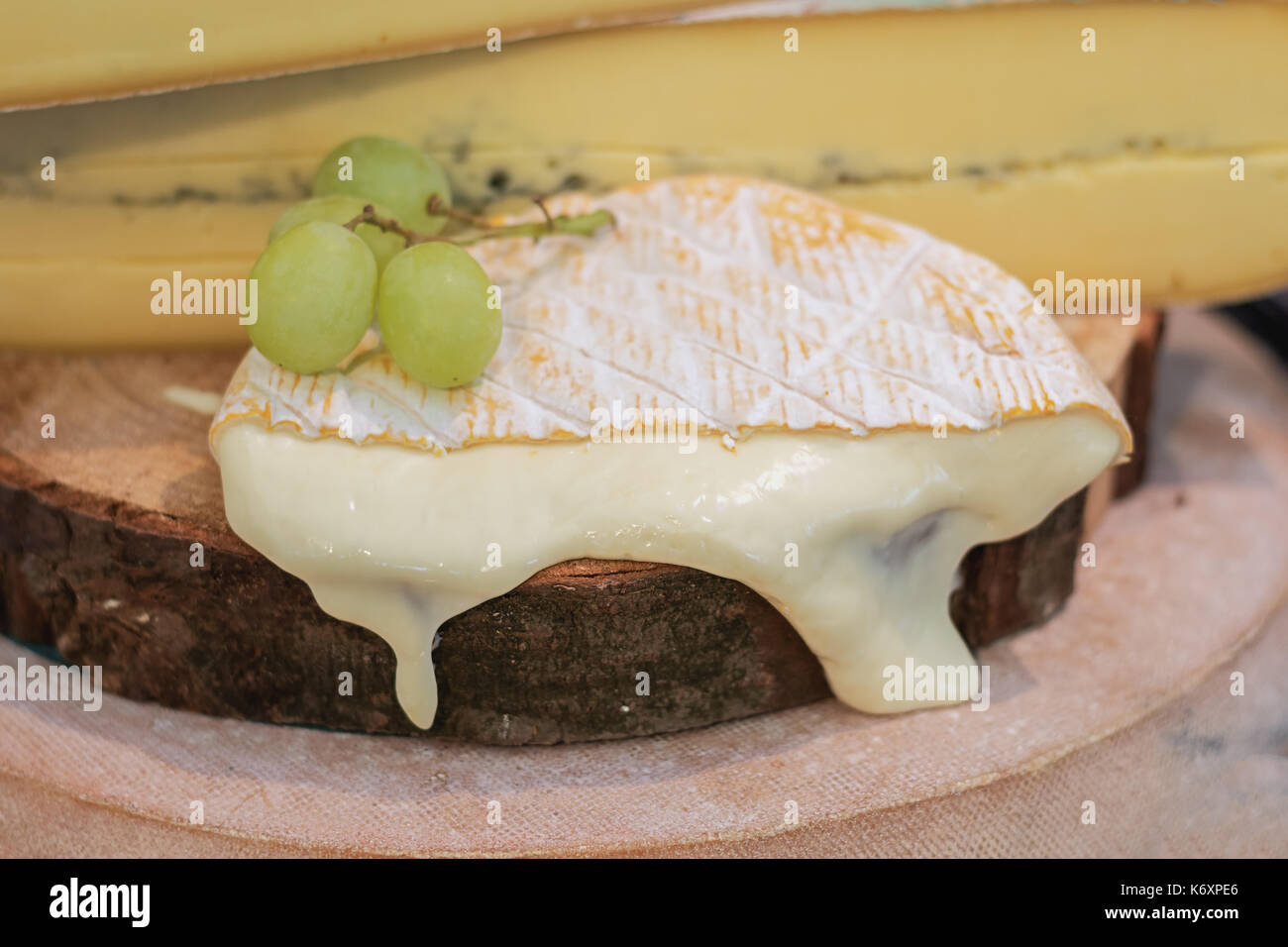 Stack delicious French cheeses on the food festival Stock Photo - Alamy