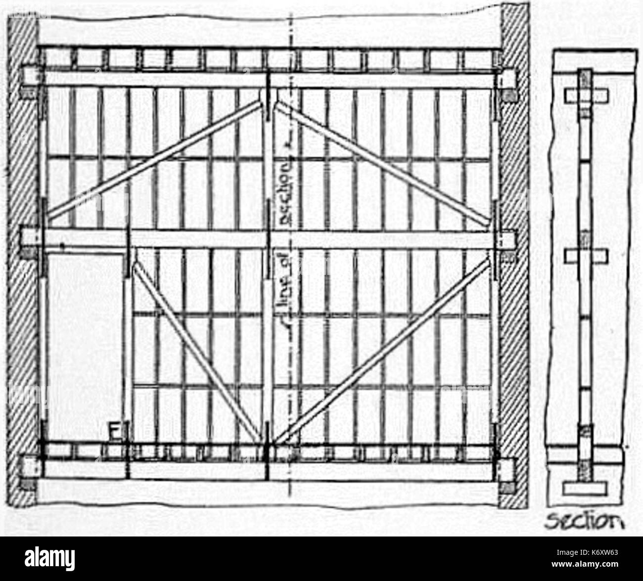 EB1911 Carpentry Fig. 33 King Post Trussed Partition Stock Photo - Alamy