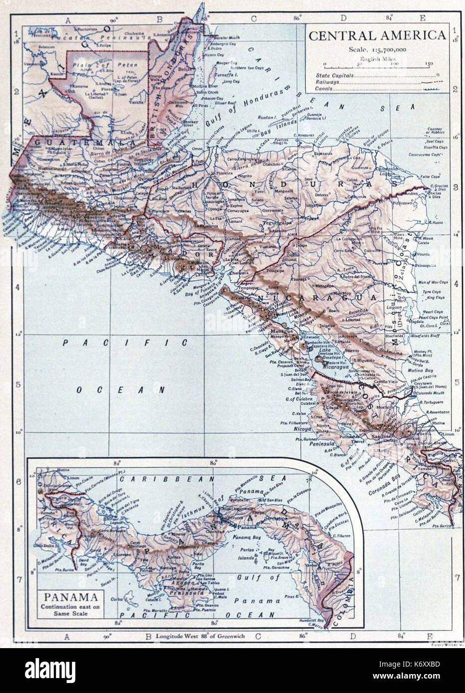 Central america map hi-res stock photography and images - Alamy