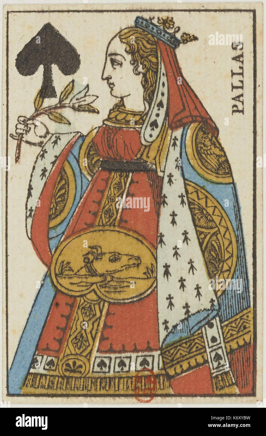 French Portrait card deck 1813 Queen of Spades Stock Photo - Alamy