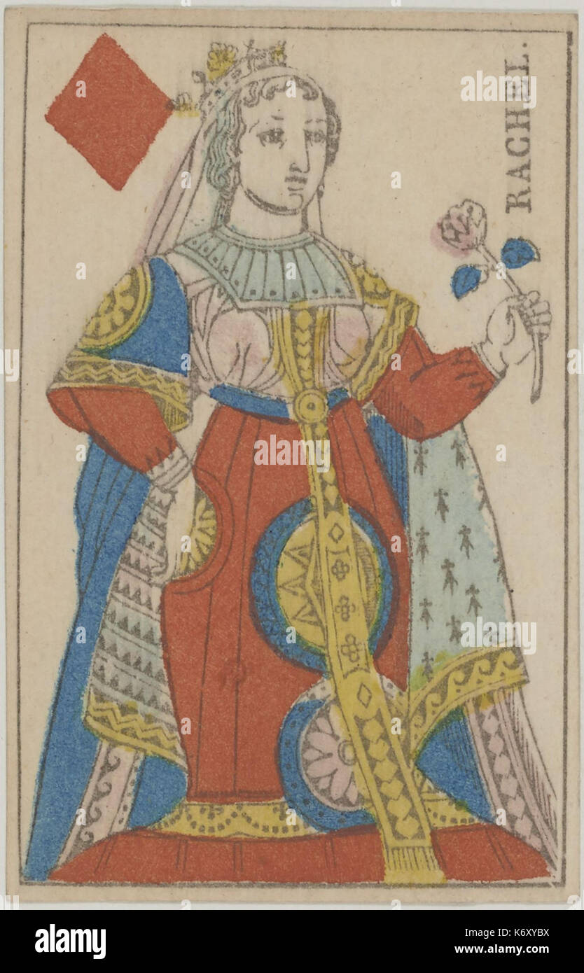 French Portrait card deck 1816 Queen of Diamonds Stock Photo - Alamy