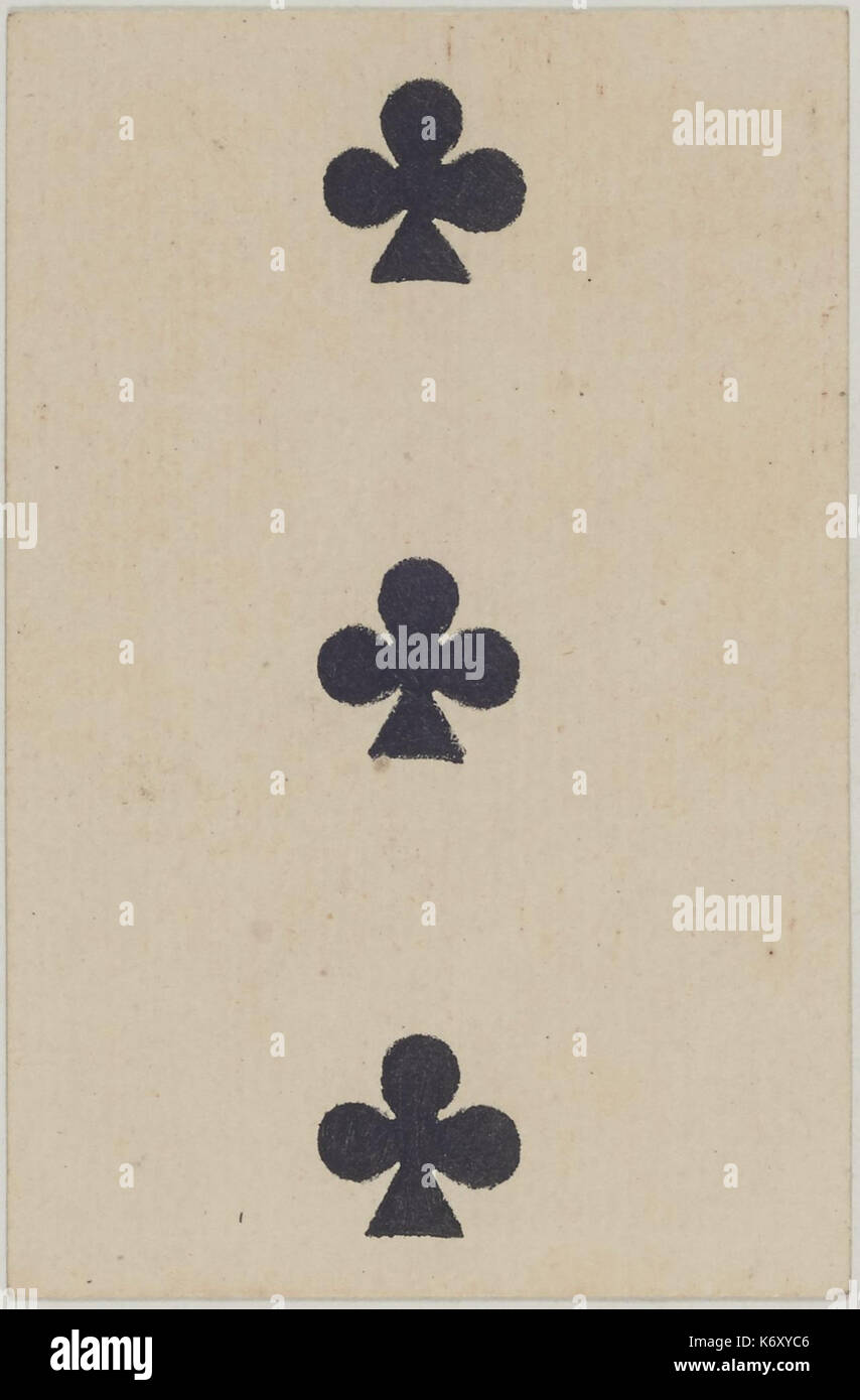 The 1816 French Portrait card deck features the 3 of Clubs. The deck is ...