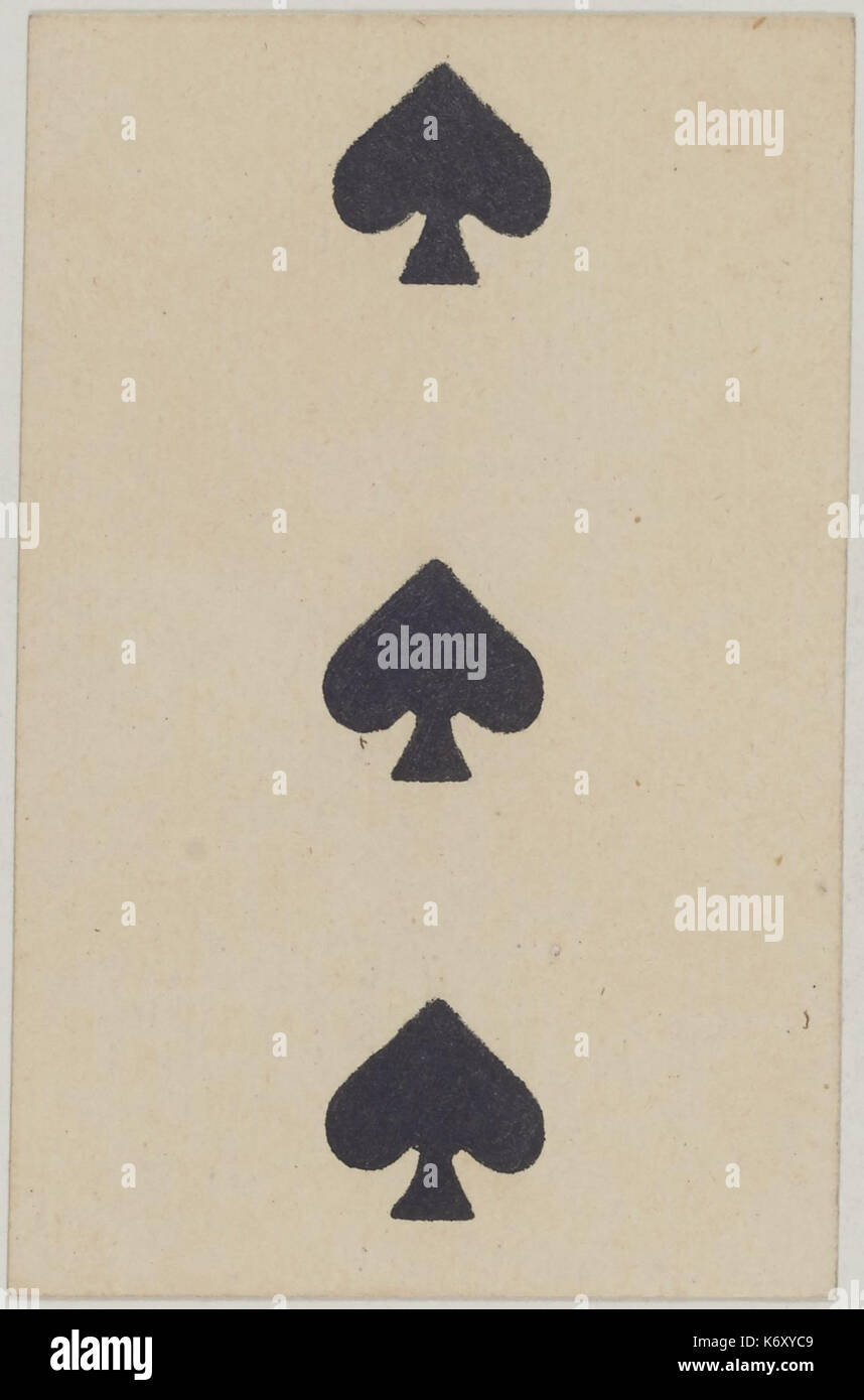 French Portrait card deck 1816 3 of Spades Stock Photo - Alamy