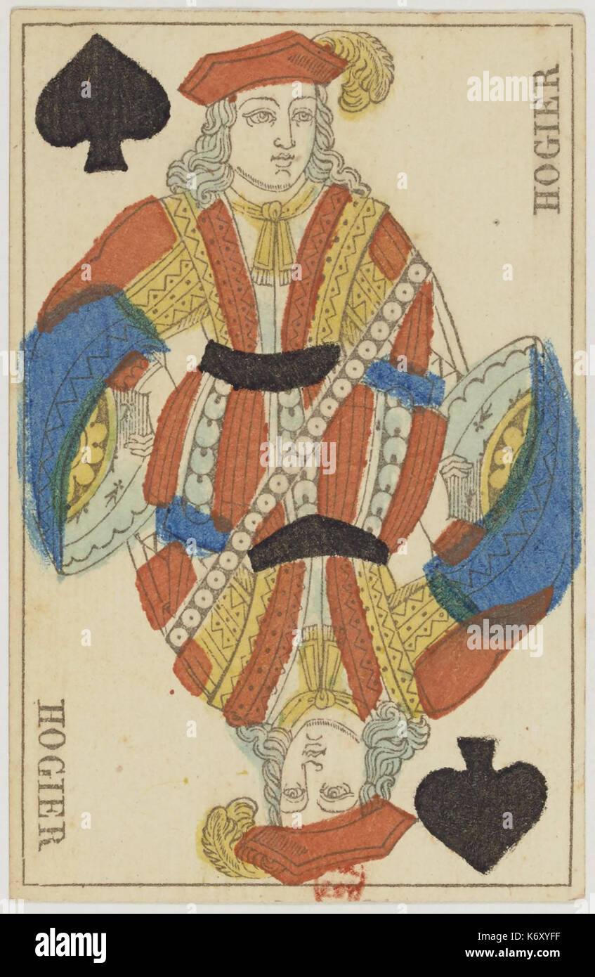 French Portrait card deck 1827 Jack of Spades Stock Photo - Alamy