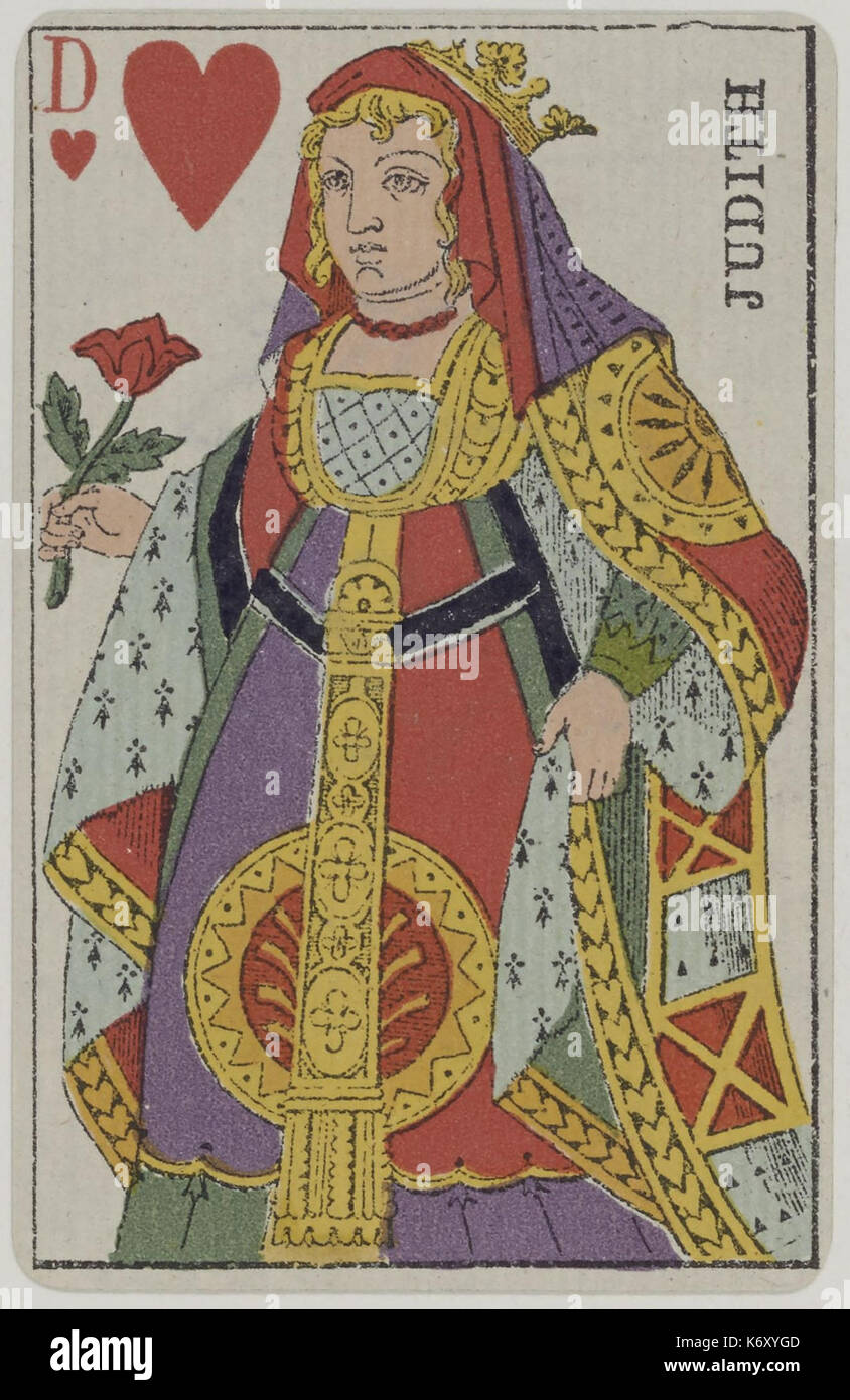 French Portrait card deck 1850 Queen of Hearts Stock Photo - Alamy