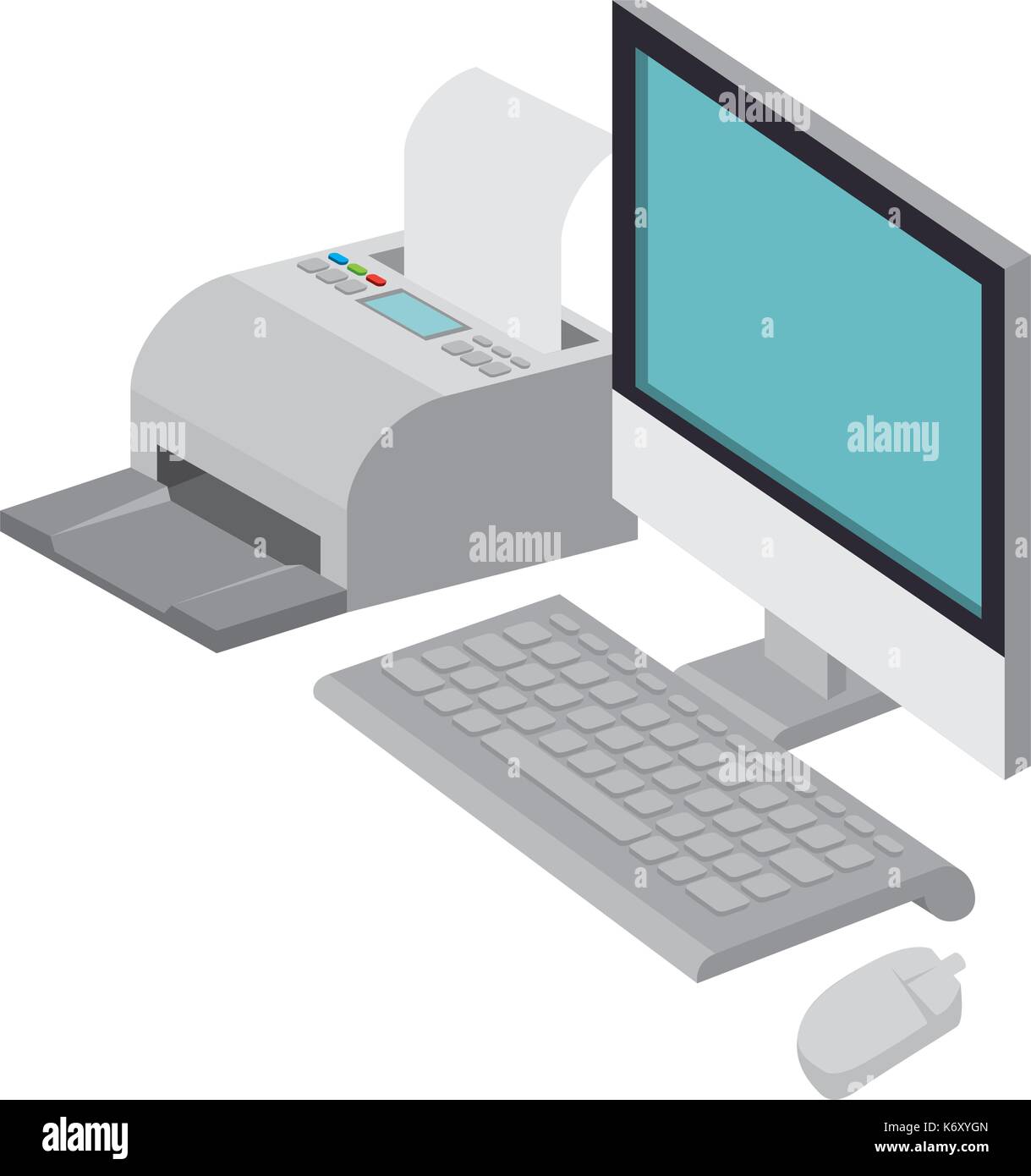 computer desktop with printer Stock Vector Image & Art - Alamy