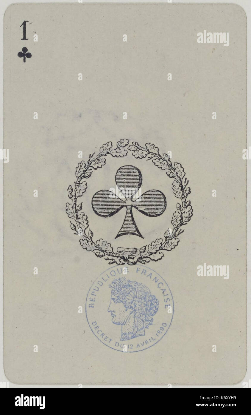French Portrait card deck 1850 Ace of Clubs Stock Photo - Alamy